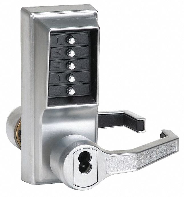 SIMPLEX, ADA Compliant, Chrome, Mechanical Push Button Lockset - 641P02 ...