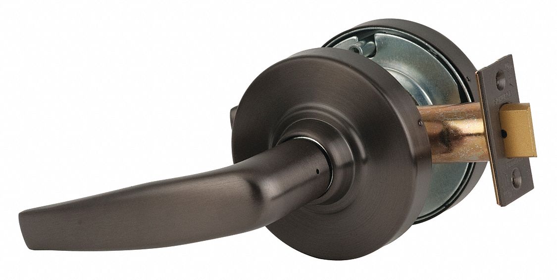 Door Lever Lockset, Mechanical, Oil Rubbed Bronze, 2 3/4 in Backset ...