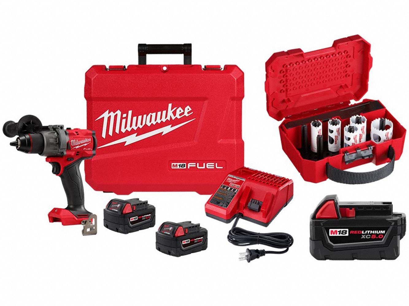 Hammer Drill Kit,Keyless,18V,3.3 lb - Grainger