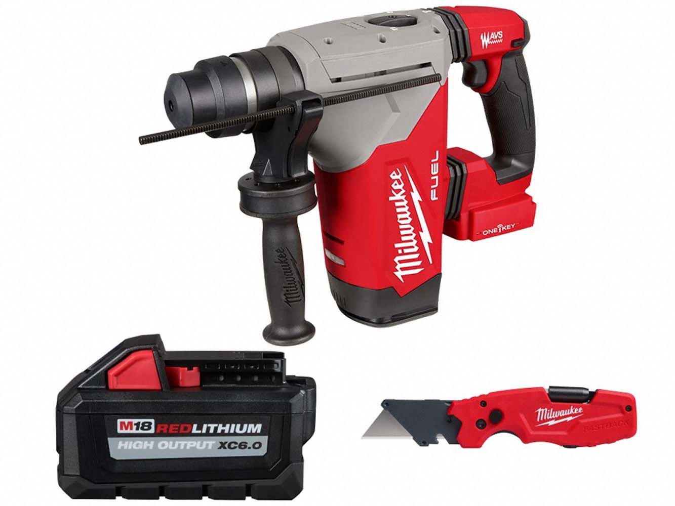 MILWAUKEE, Pistol Grip, 18 V, Rotary Hammer, Battery and Utility Knife - 391MT9|2915-20, 48-11 ...