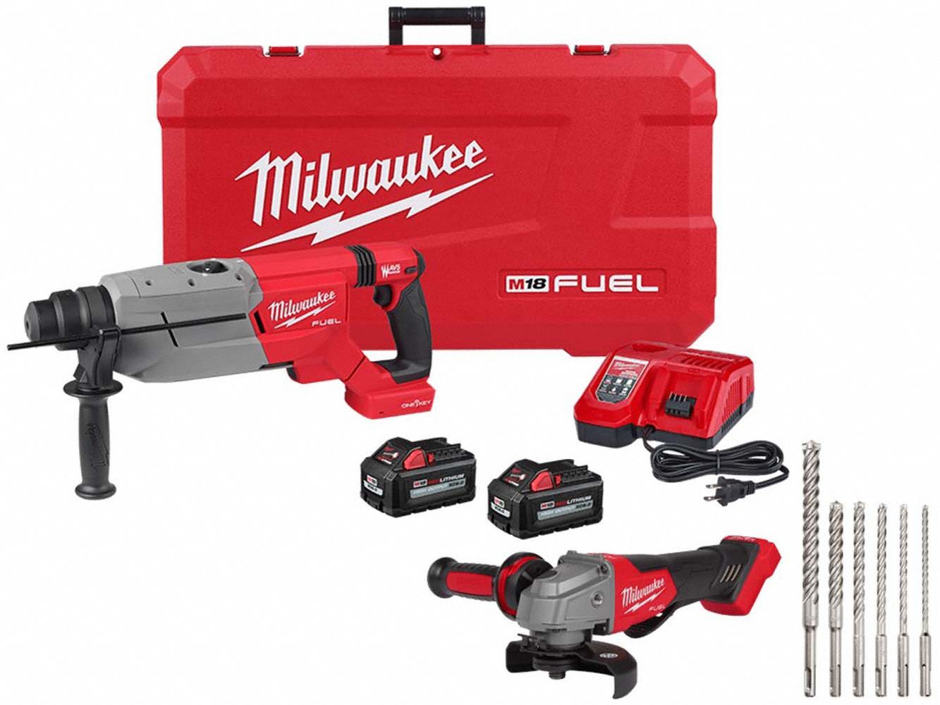 MILWAUKEE, 2 Tools, Angle Grinder/Rotary Hammer, Cordless Combination ...