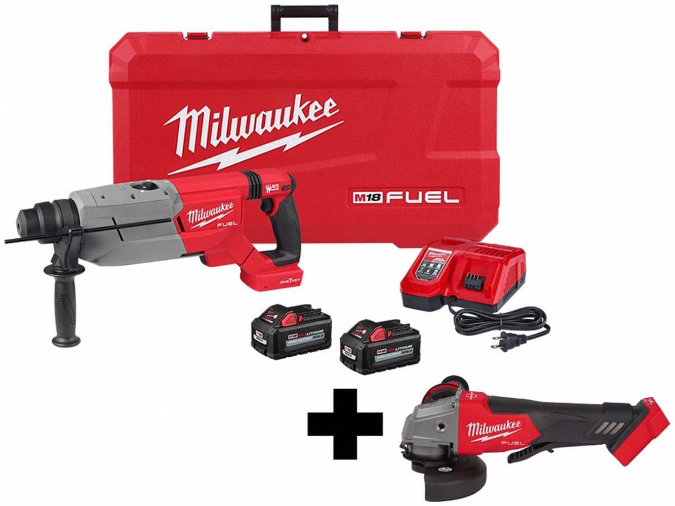 MILWAUKEE, 2 Tools, Angle Grinder/Rotary Hammer, Cordless Combination ...