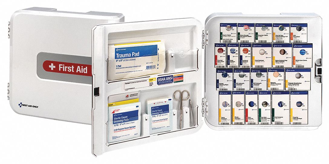 FIRST AID ONLY, 261 Components, ANSI/ISEA Z308.1-2021, First Aid Kit ...