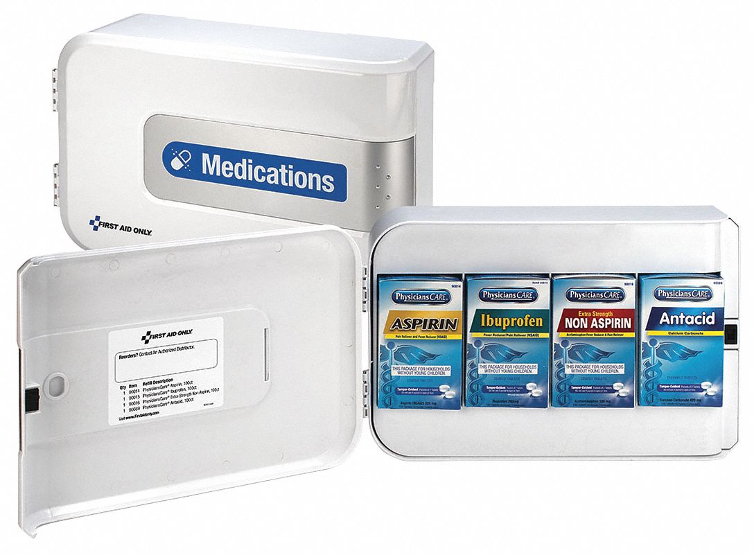 FIRST AID ONLY, Gen Purpose, 50 People Served, Medication Kit - 292MR3 ...