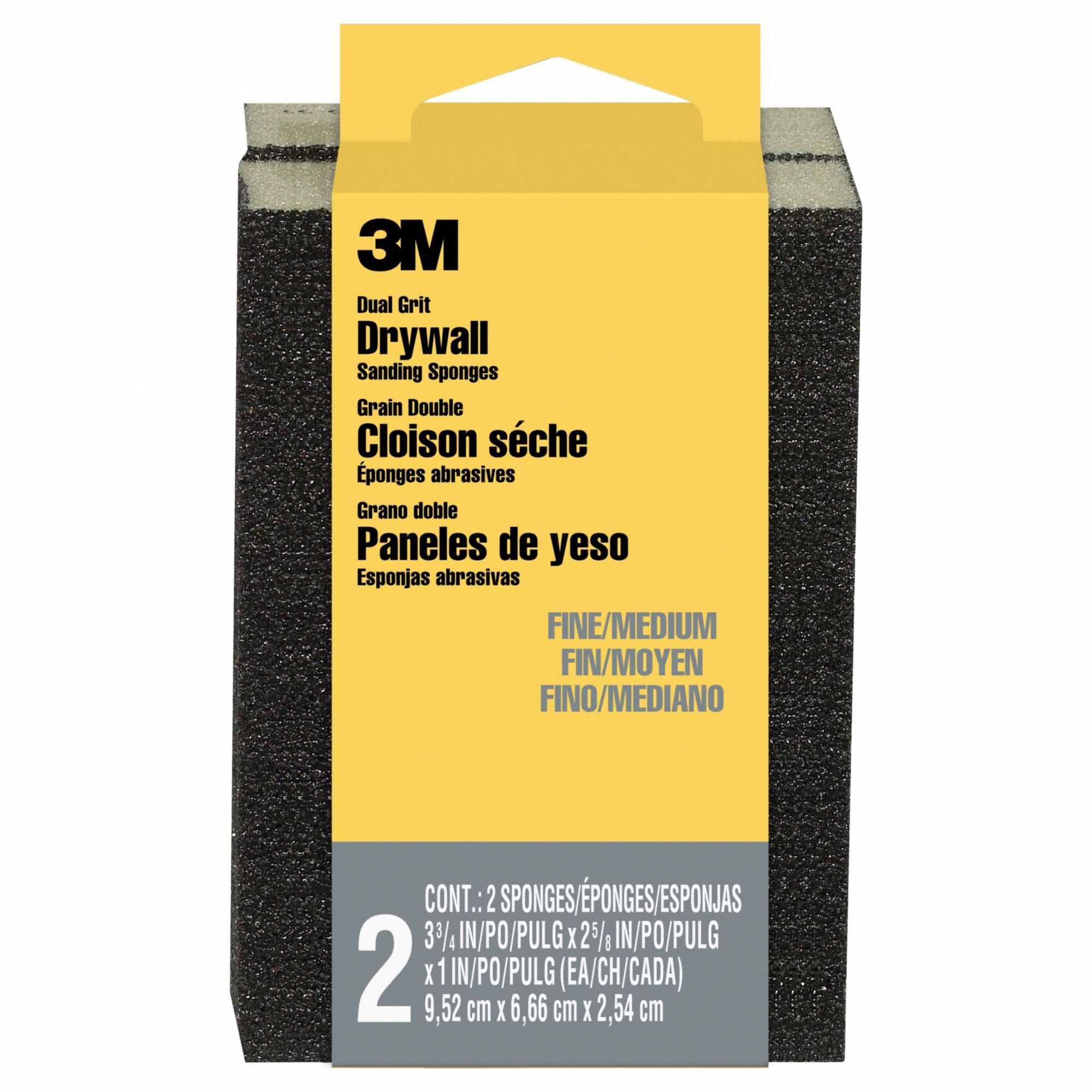 3M, 2 5/8 in W x 3 3/4 in L x 1 in T, Aluminum Oxide, Sanding Sponge ...