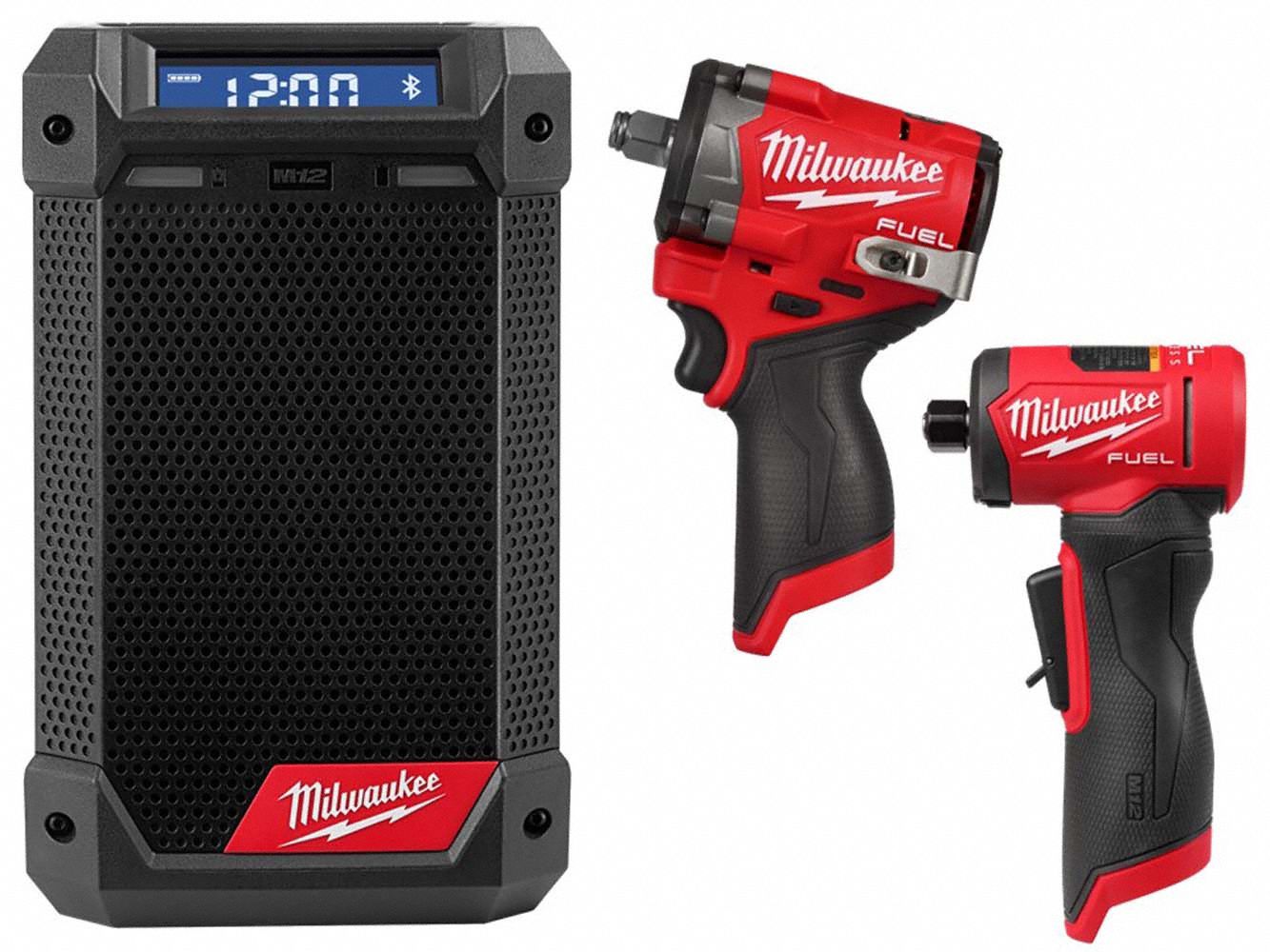 MILWAUKEE, 3 Tools, Die Grinder/Impact Wrench/Radio, Tool Combination ...