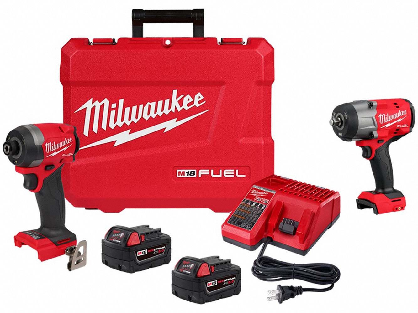MILWAUKEE, 2 Tools, Impact Driver/Impact Wrench, Cordless Combination ...