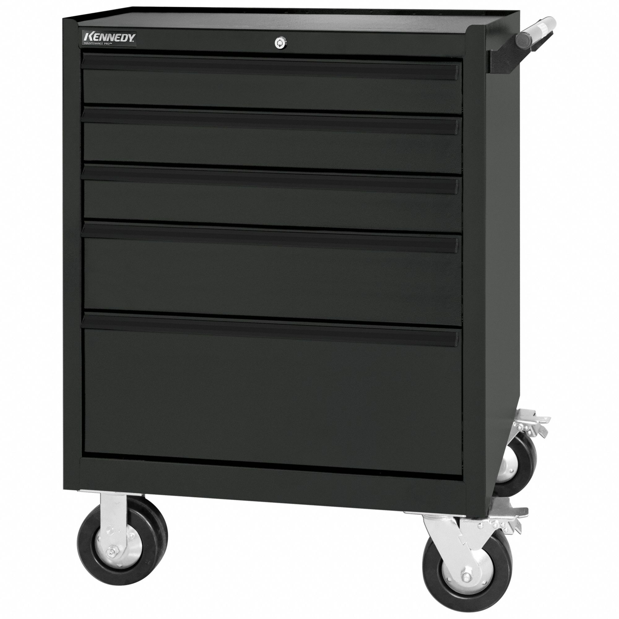 KENNEDY, Black / Black Drawer, 29 in W x 20 in D x 40 in H, Rolling ...
