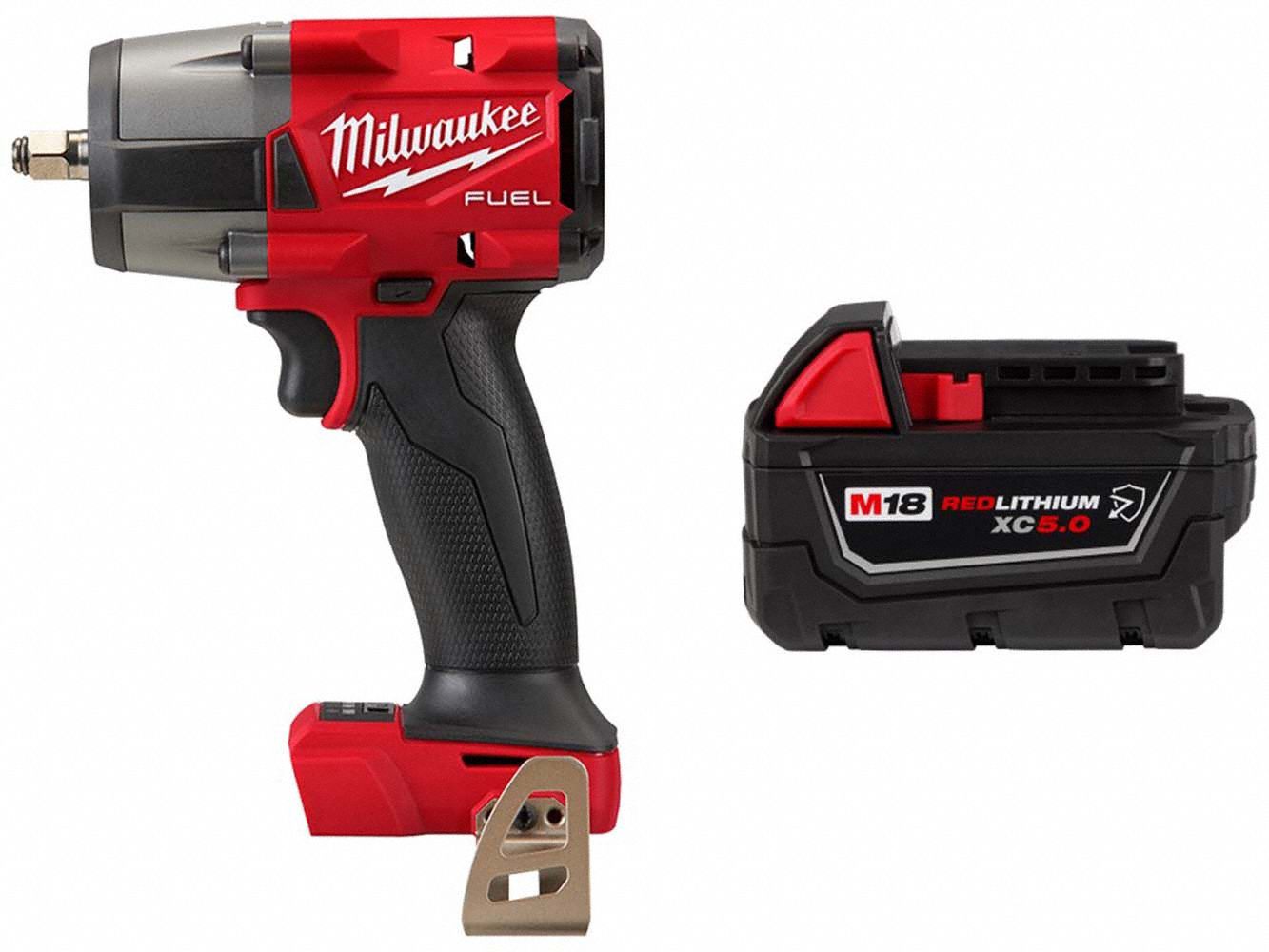 MILWAUKEE, 3/8 in Drive Size, 550 ft-lb Fastening Torque, Impact Wrench ...