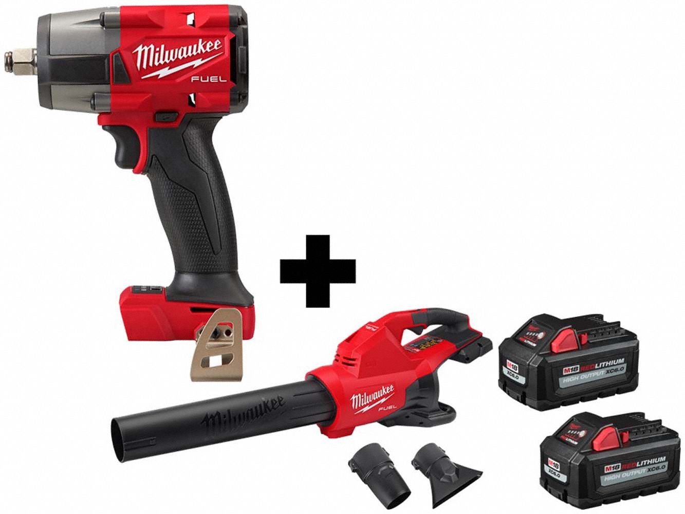 MILWAUKEE, 2 Tools, Blower/Impact Wrench, Cordless Combination Kit ...
