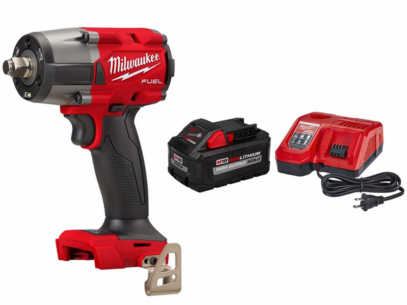 MILWAUKEE, 2962-20, 48-59-1880, Impact Wrench and Battery Kit - 389WF0 ...