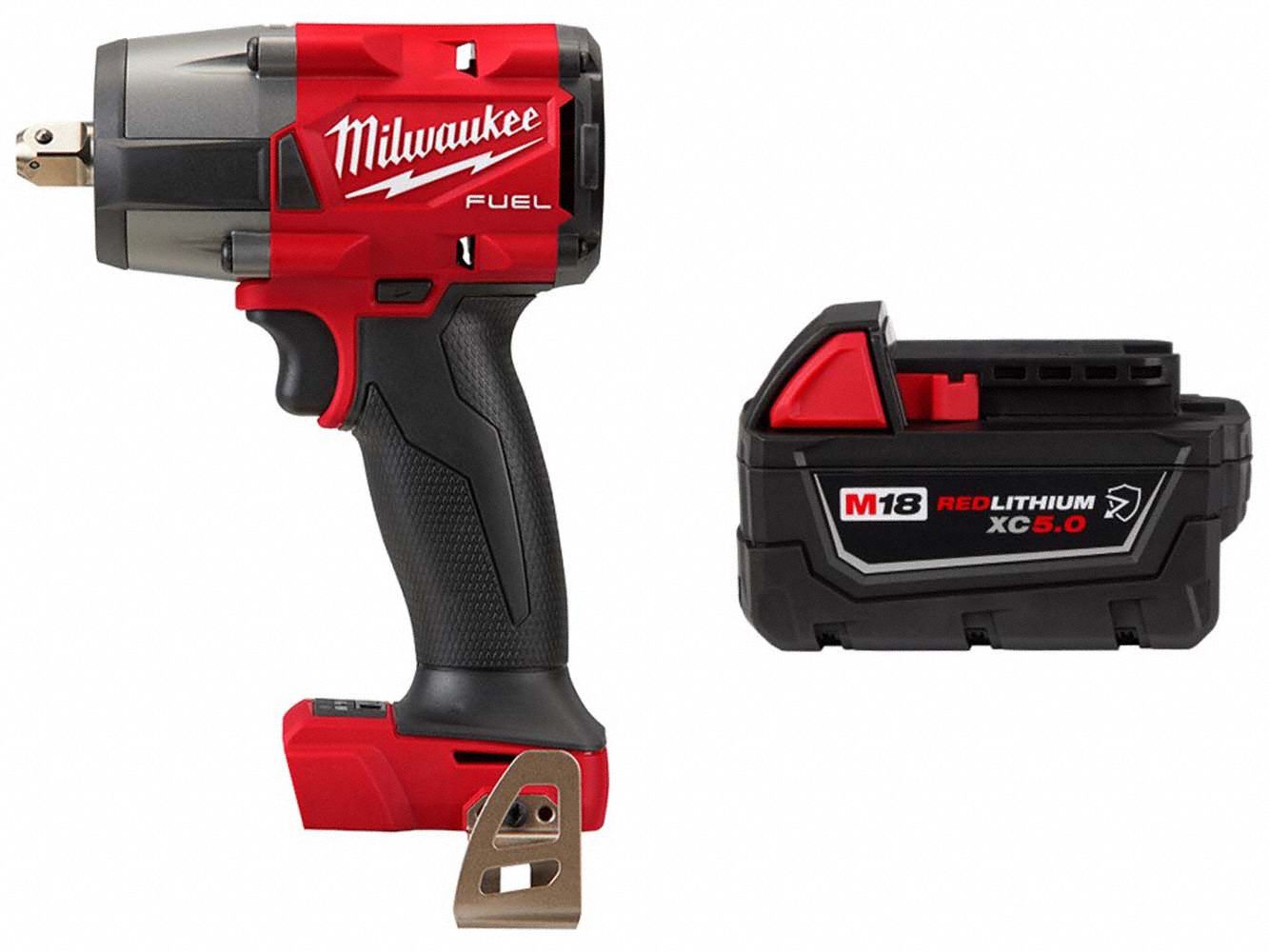 MILWAUKEE, 1/2 in Drive Size, 550 ft-lb Fastening Torque, Impact Wrench ...
