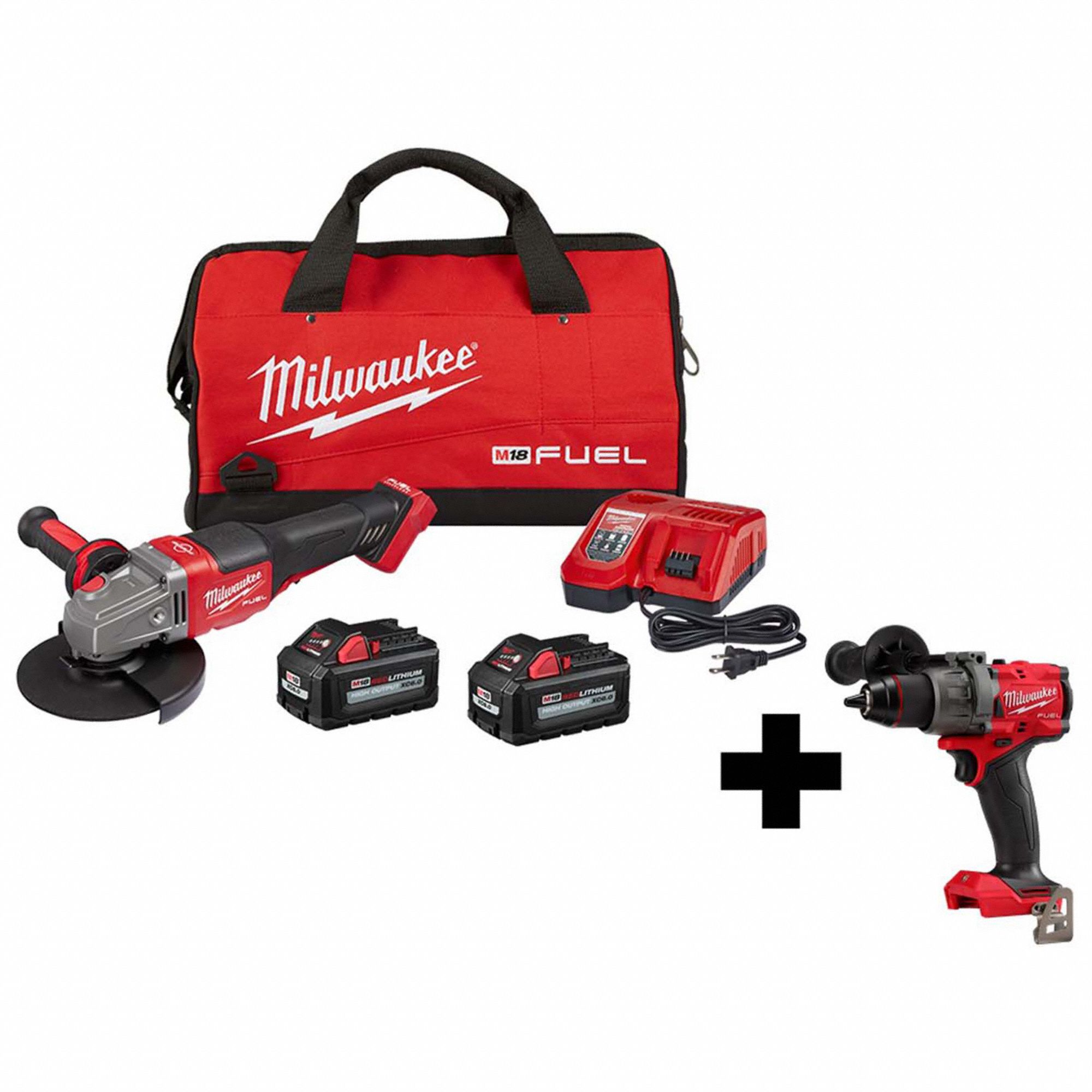 MILWAUKEE, 2 Tools, Angle Grinder/Hammer Drill, Grinder Kit - 385XH2 ...