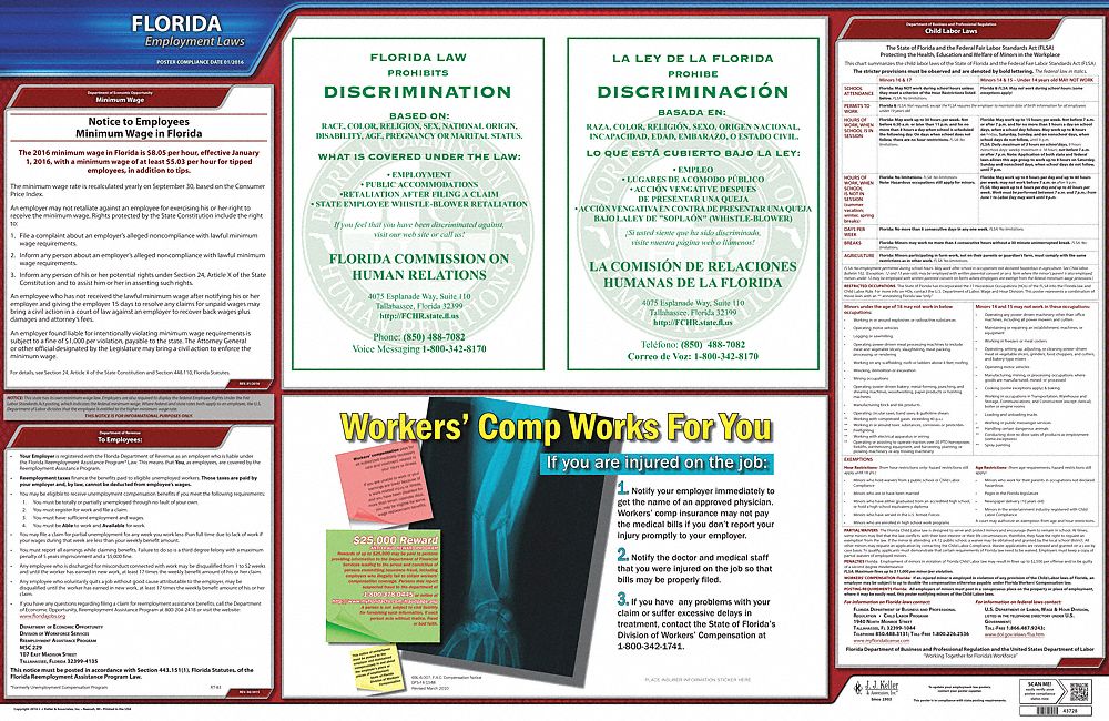 JJ KELLER, State Labor Law, FL, Labor Law Poster - 29DZ94|100-FL - Grainger