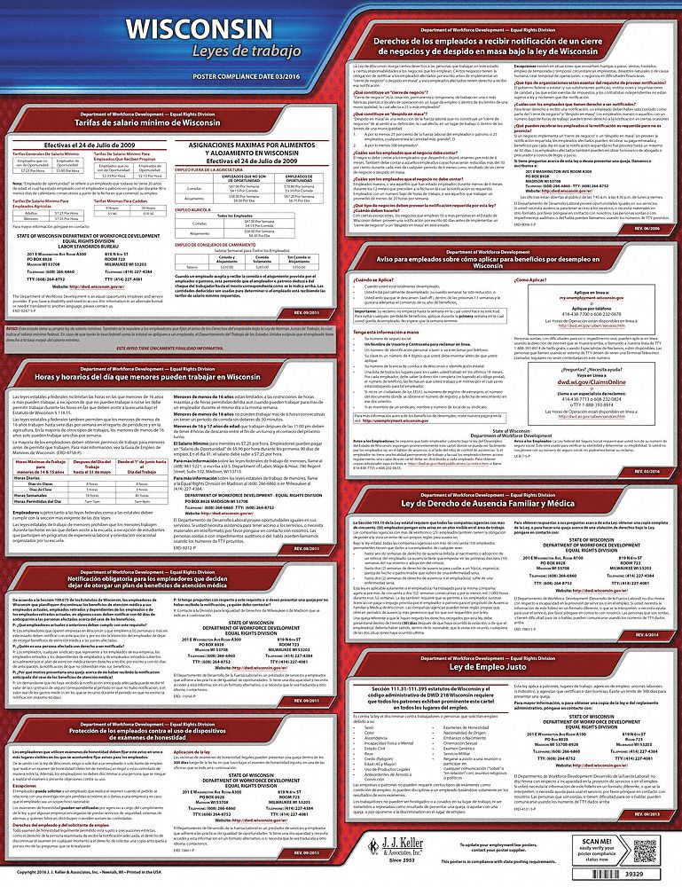 JJ KELLER, State Labor Law, WI, Labor Law Poster - 29EA89|200-WI - Grainger