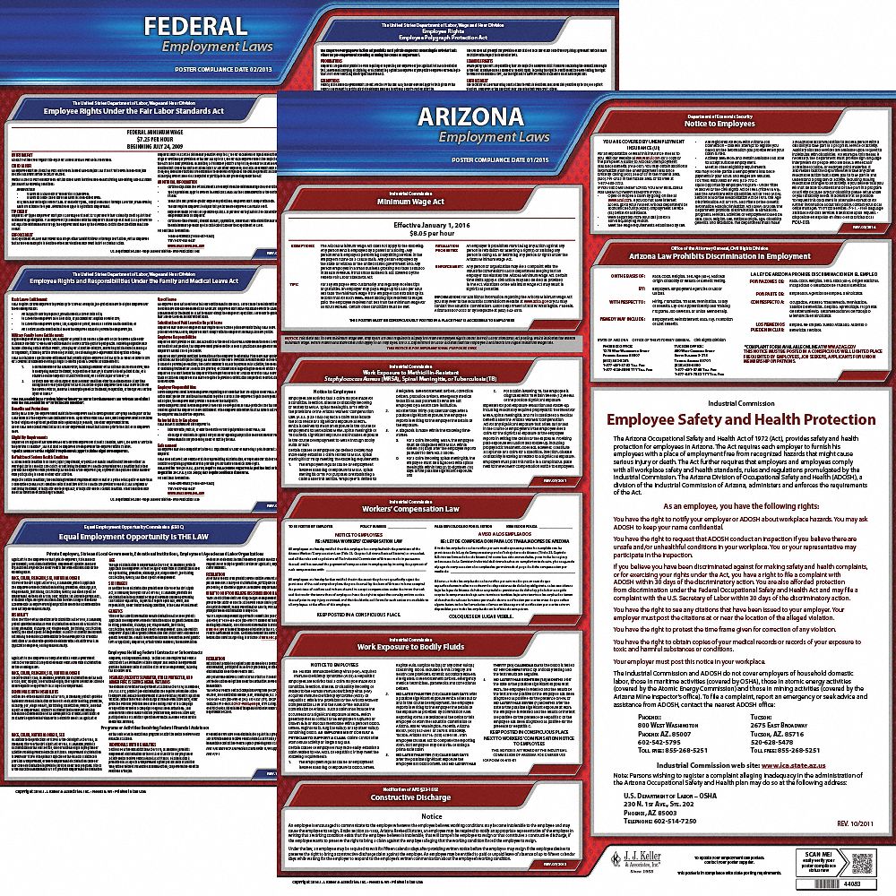 JJ KELLER, Federal and State Labor Law, AZ, Labor Law Poster - 36EV71 ...