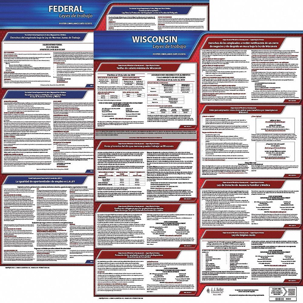 JJ KELLER, Federal and State Labor Law, WI, Labor Law Poster Kit ...