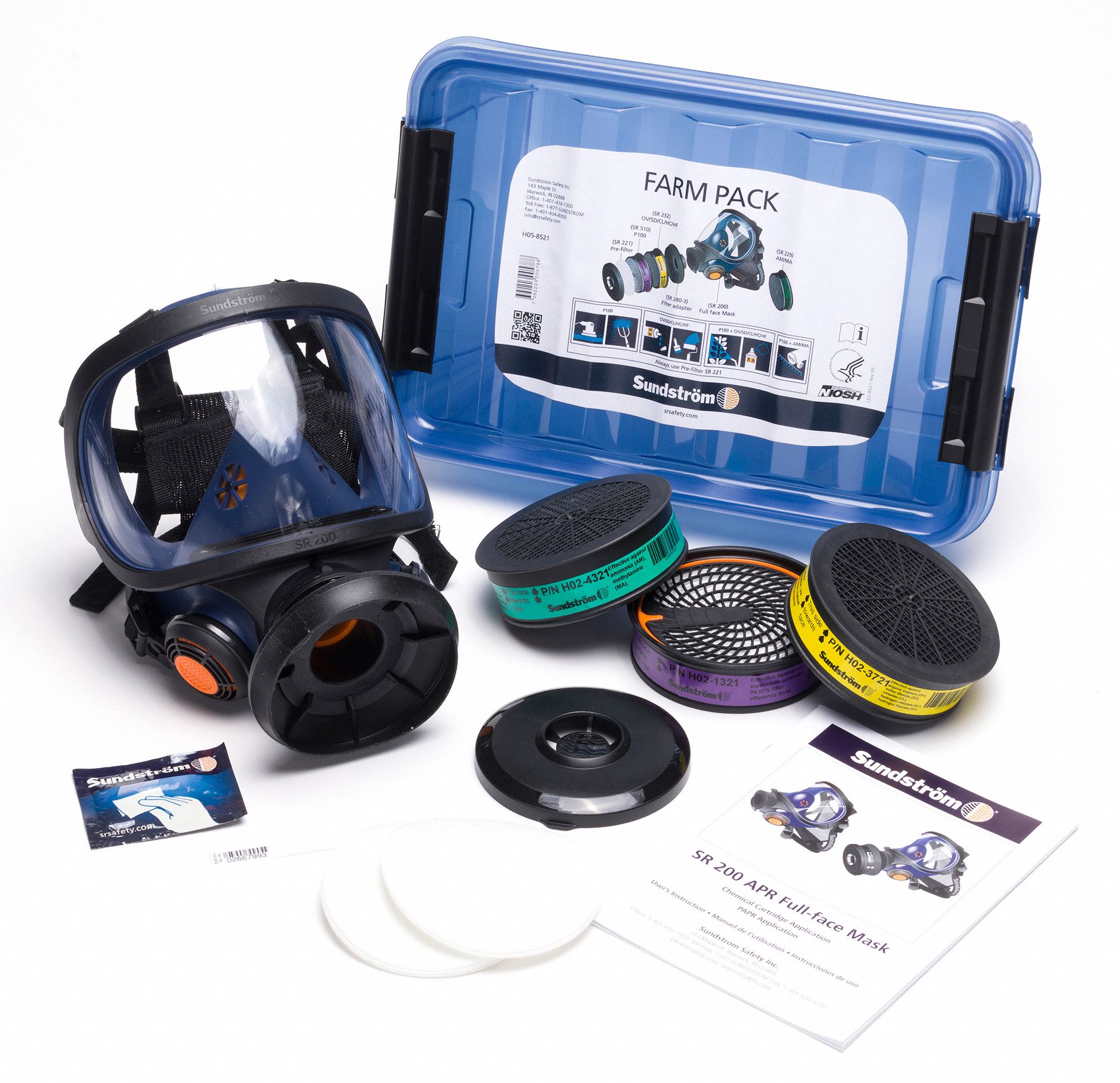 SUNDSTROM SAFETY Full Face Respirator Kit: Silicone, Fixed, M Mask Size ...