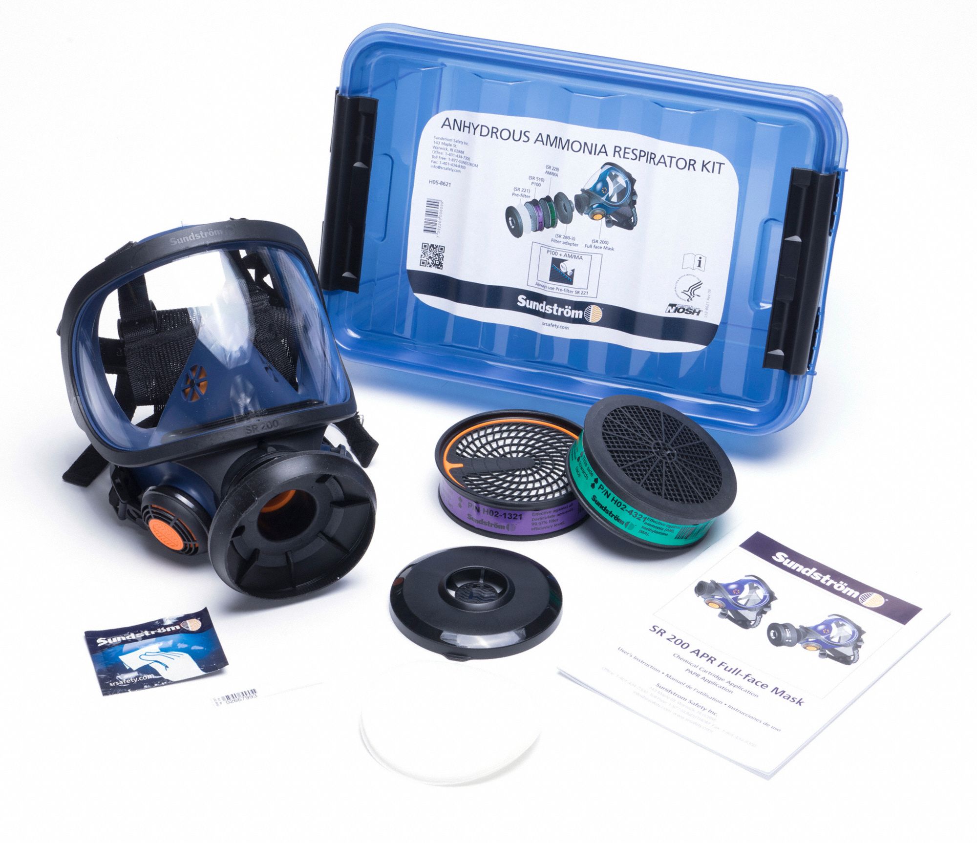 SUNDSTROM SAFETY Full Face Respirator Kit: Silicone, Fixed, M Mask Size ...