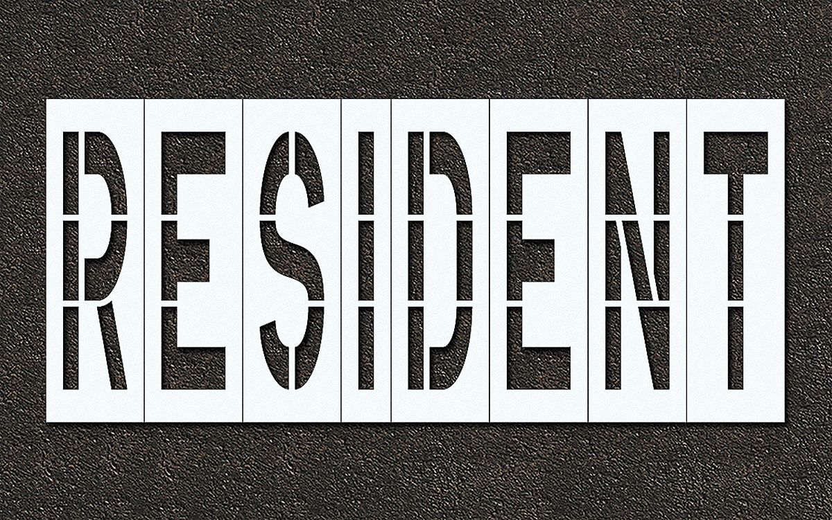 Resident, 0.063 in Thick, Pavement Stencil - 29EM96|STL-116-74830 ...