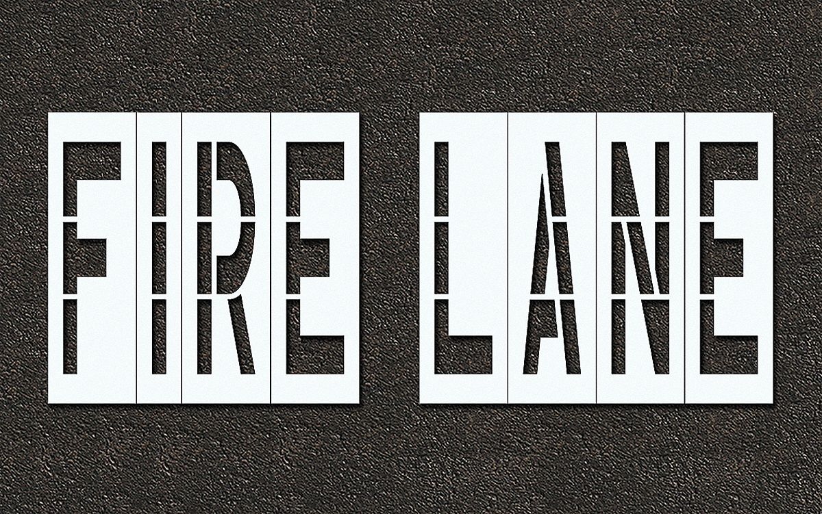 Fire Lane, 0.063 in Thick, Pavement Stencil - 29EM97|STL-116-74831 ...