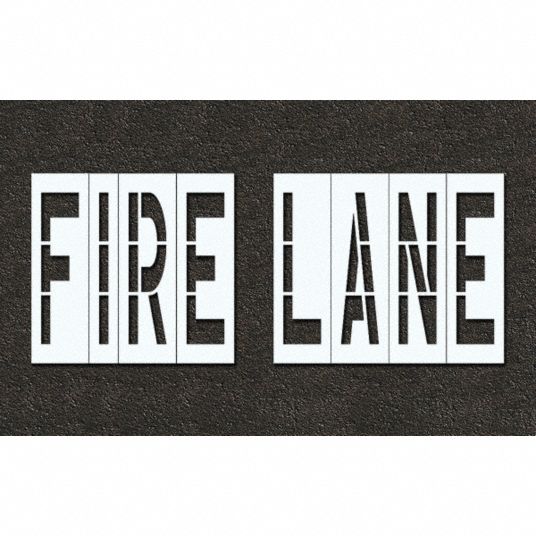 Fire Lane, 0.063 in Thick, Pavement Stencil - 29EM97|STL-116-74831 ...