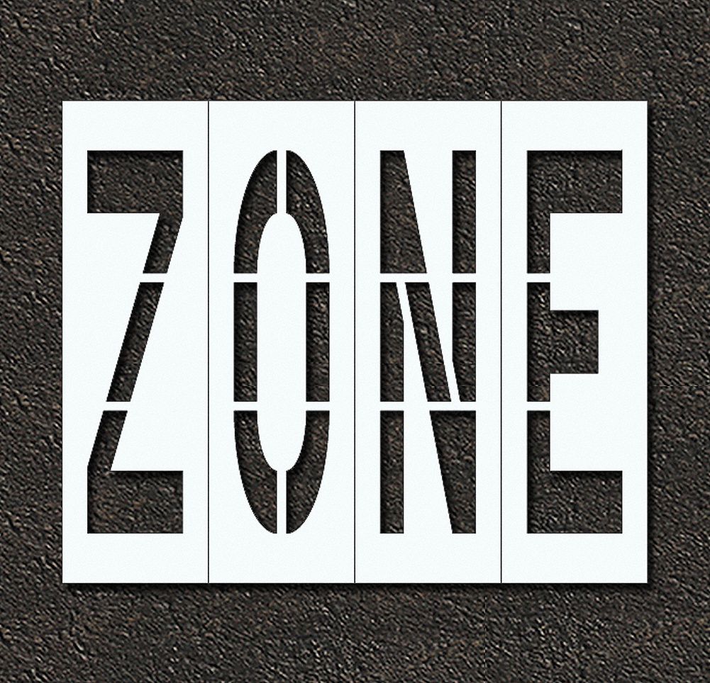 Zone, 0.063 in Thick, Pavement Stencil - 29EN27|STL-116-79624 - Grainger