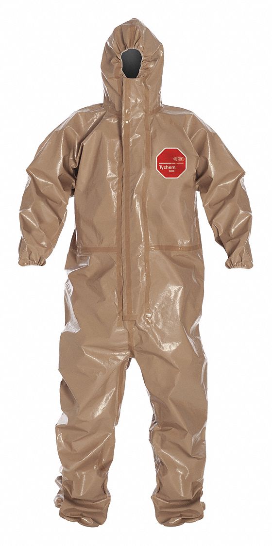 DUPONT, 4XL, Non-Woven Polypropylene, Hooded Chemical Resistant ...