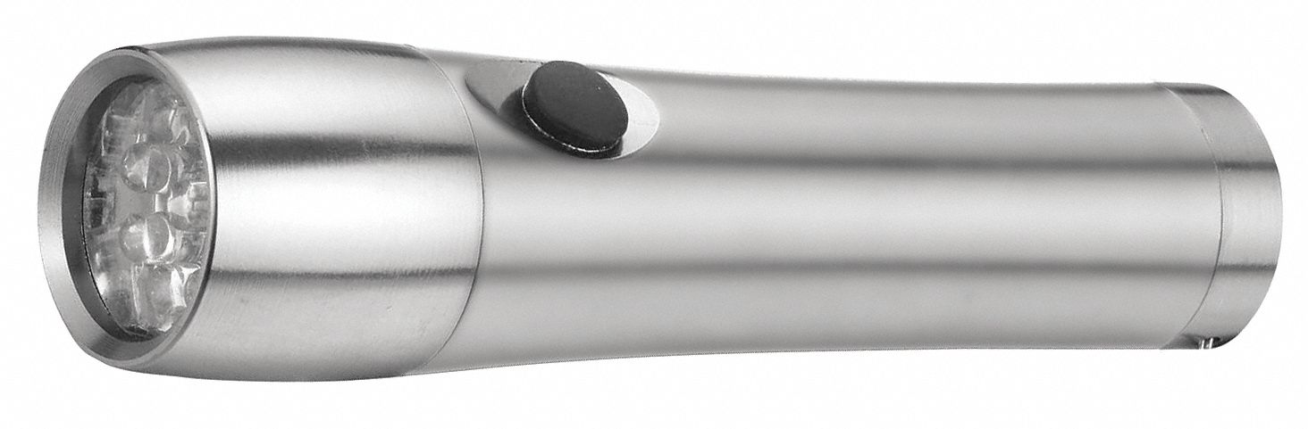 LED Mini Flashlight, Aluminum, Maximum Lumens Output: 36, Silver, 4.8 ...
