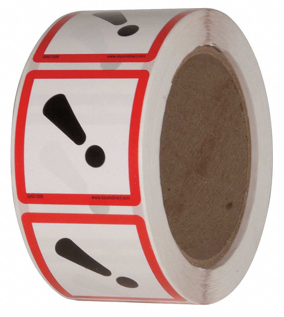 Exclamation Mark Pictogram, Red/White, Label - 29JT92|GHS1309 - Grainger