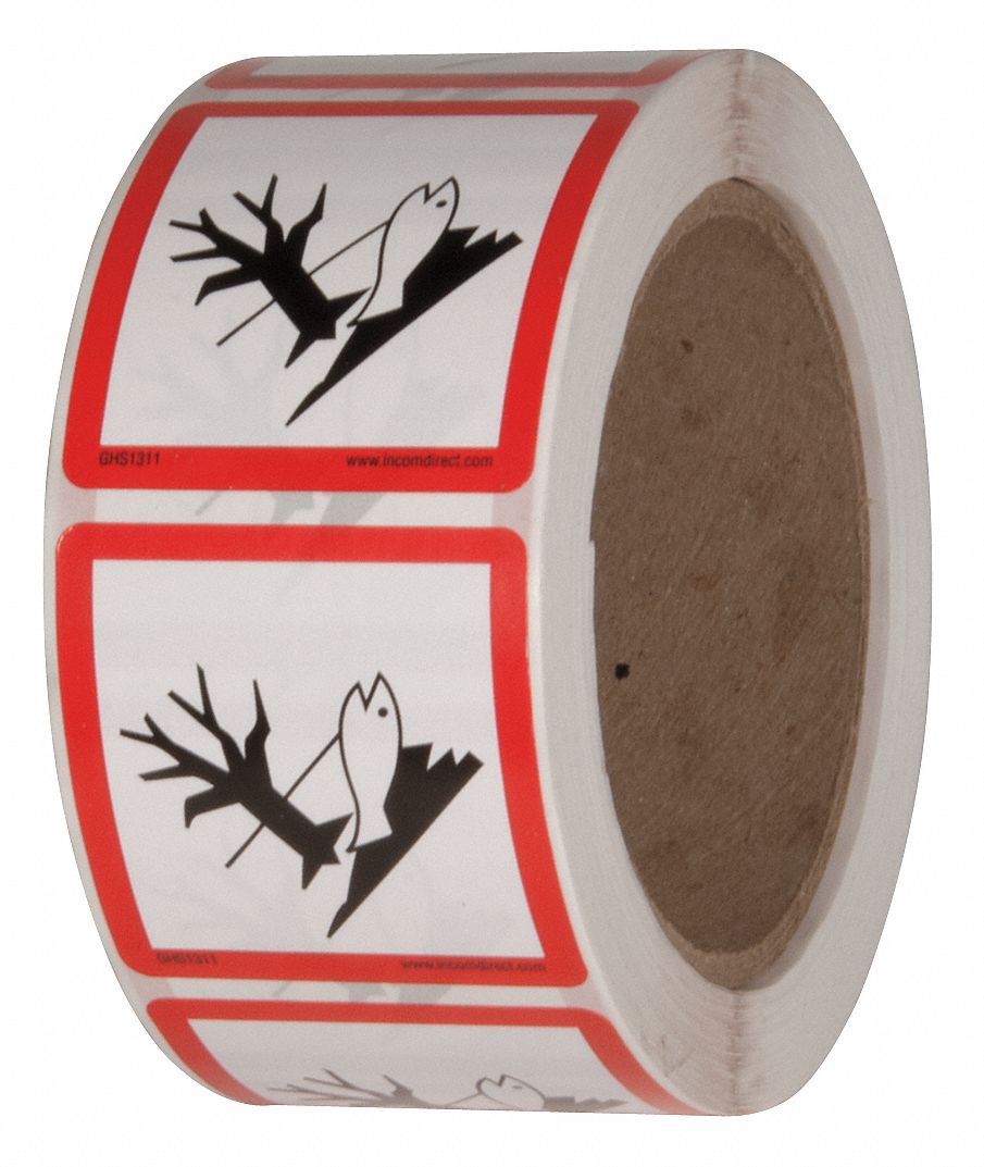 Environment Pictogram, Red/White, Label - 29JT94|GHS1311 - Grainger