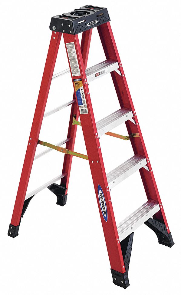 Werner 5 Ft Yellow Fiberglass Step Ladder With 375 Lb
