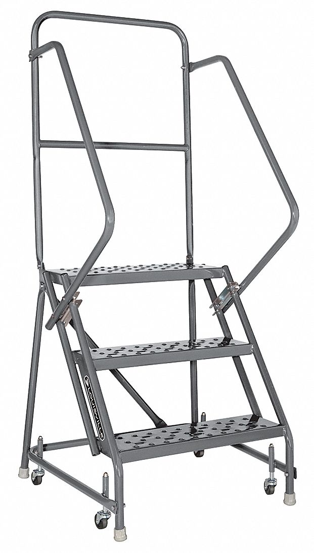 Rolling Ladder,Steel,450 lb.,3 Steps - Grainger