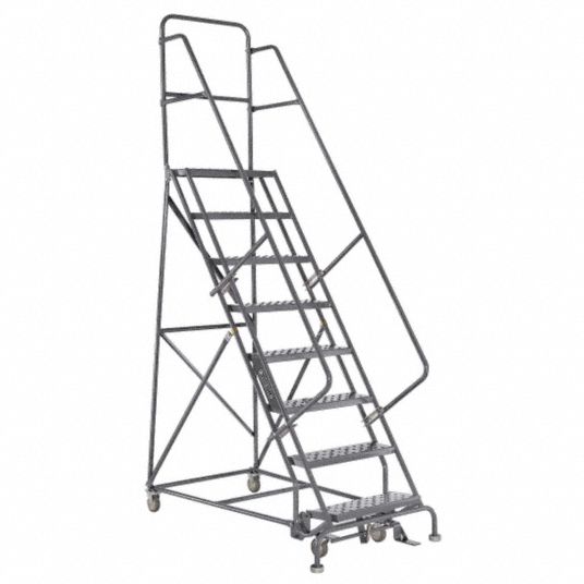 Rolling Ladder,Steel,450 lb.,8 Steps - Grainger