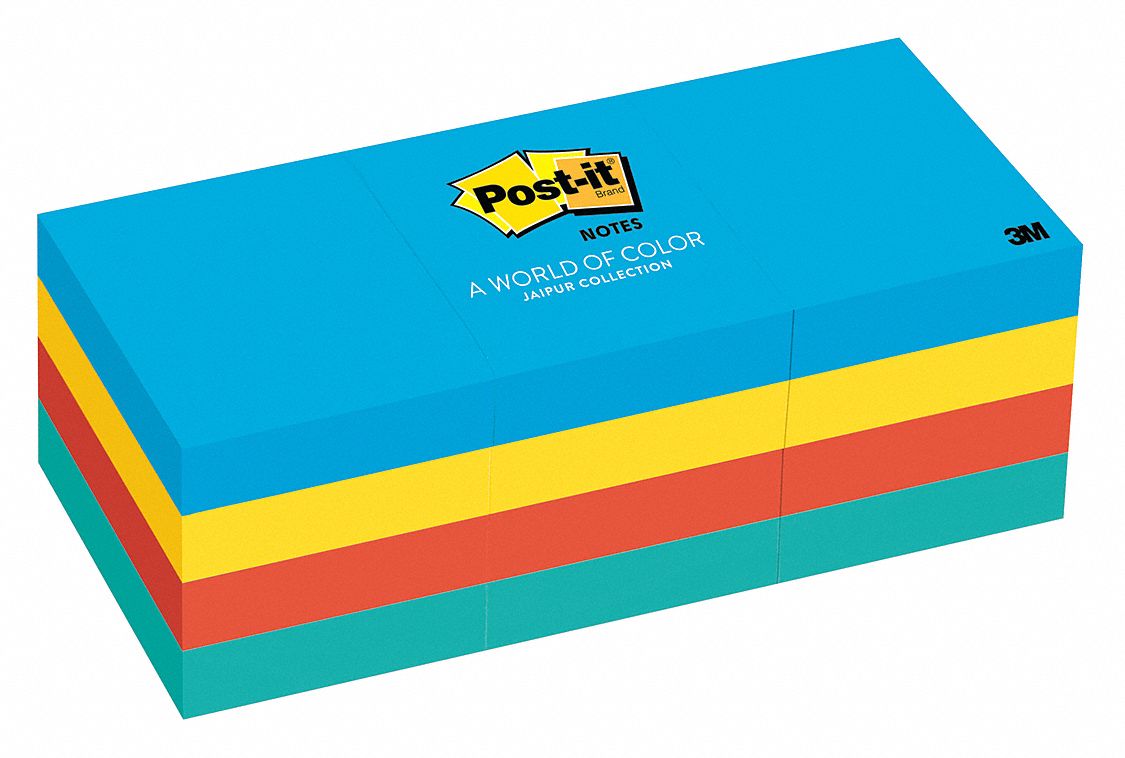 Sticky Notes, 1 1/2 in x 2 in, PK 12 - Grainger