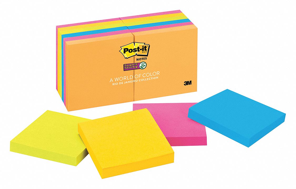 POST-IT, Assorted Pastel, Super Sticky, Sticky Notes - 29PK95|654 ...