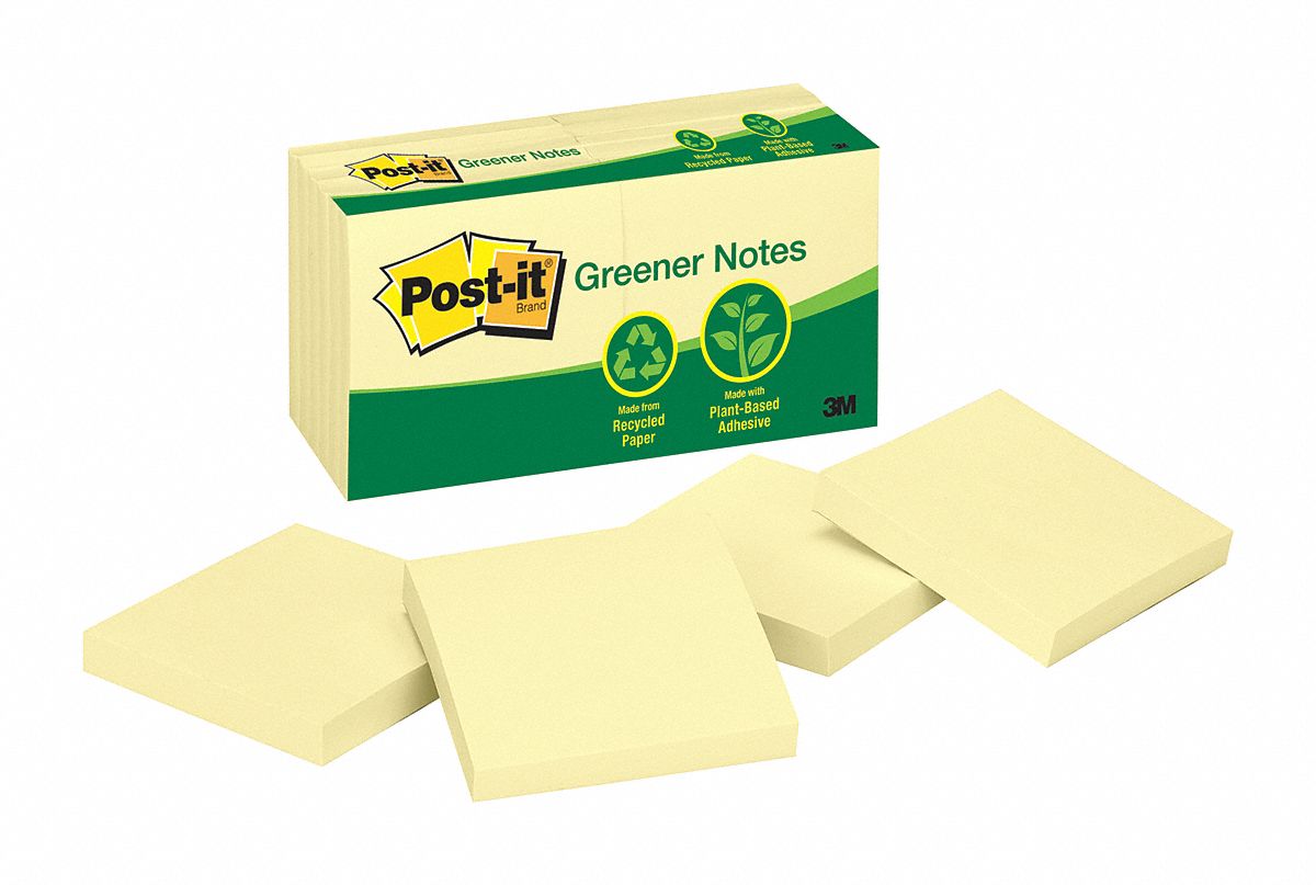 POST-IT, Yellow, Std, Sticky Notes - 29PL01|654-RP - Grainger