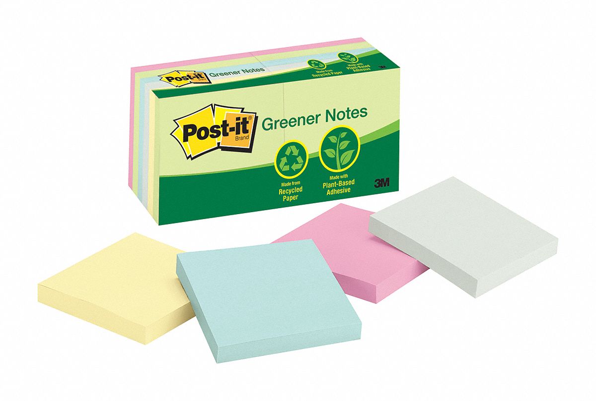 POST-IT, Assorted Pastel, Std, Sticky Notes - 29PL02|654-RP-A - Grainger
