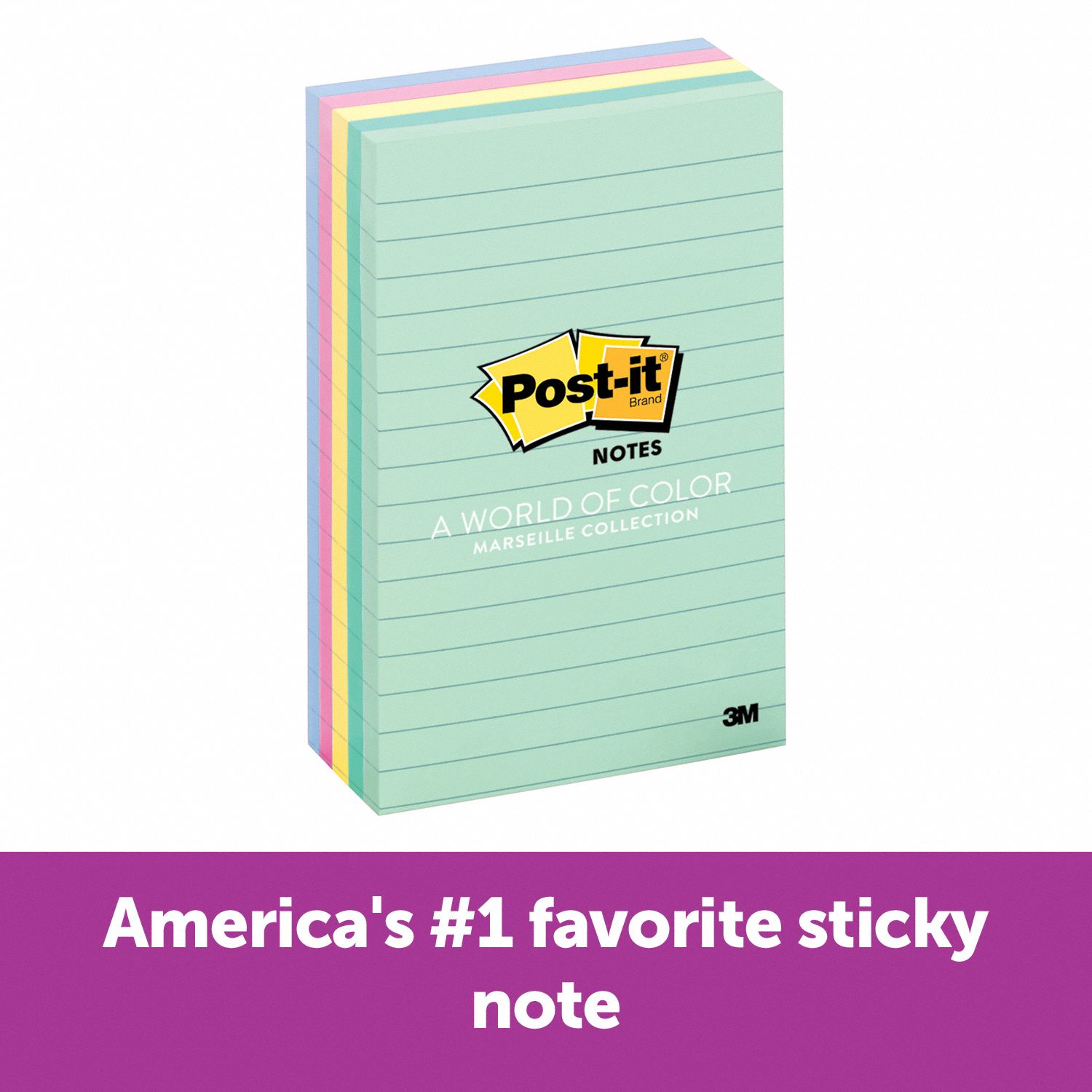 POST-IT Sticky Notes: Assorted Pastel, Std, 100 Sheets per Pad, 5 Pads ...