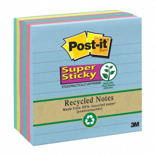 Sticky Notes, 4 in x 4 in, PK 6 - Grainger