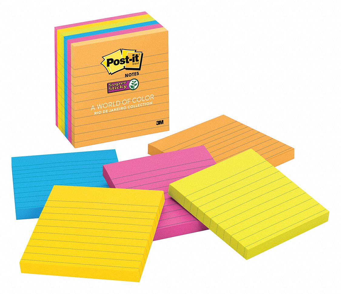 POST-IT, Assorted Pastel, Std, Sticky Notes - 29PL10|675-6SSUC - Grainger
