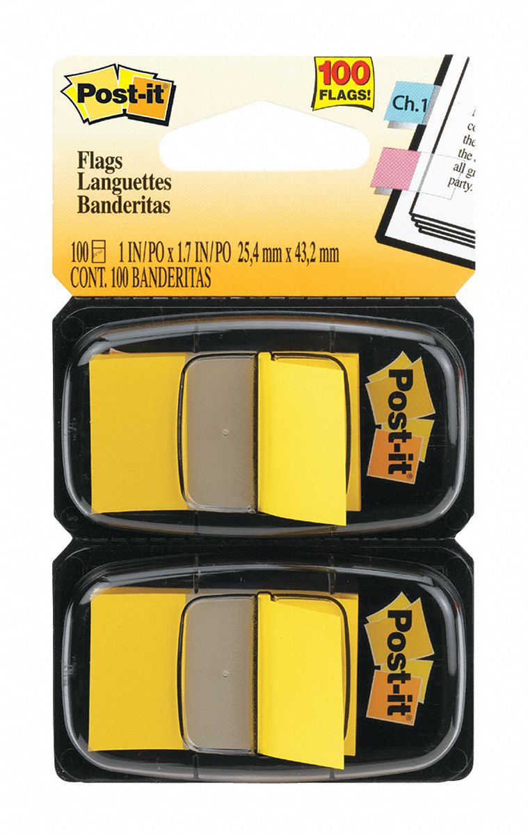 Sticky Flags, 1 in x 1 3/4 in, PK 2 - Grainger