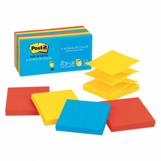 POST-IT Pop-Up Sticky Notes, 3 in x 3 in, PK 12 - 29PL36|R330-12AU ...