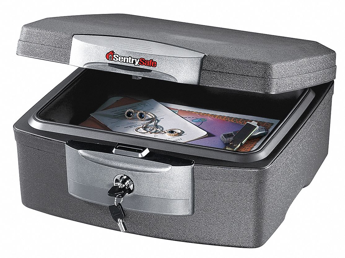 15-1/4" x 14 4/5 in x 7-1/2" Fire Safe, Gray; Holds Records, CD's, DVD ...