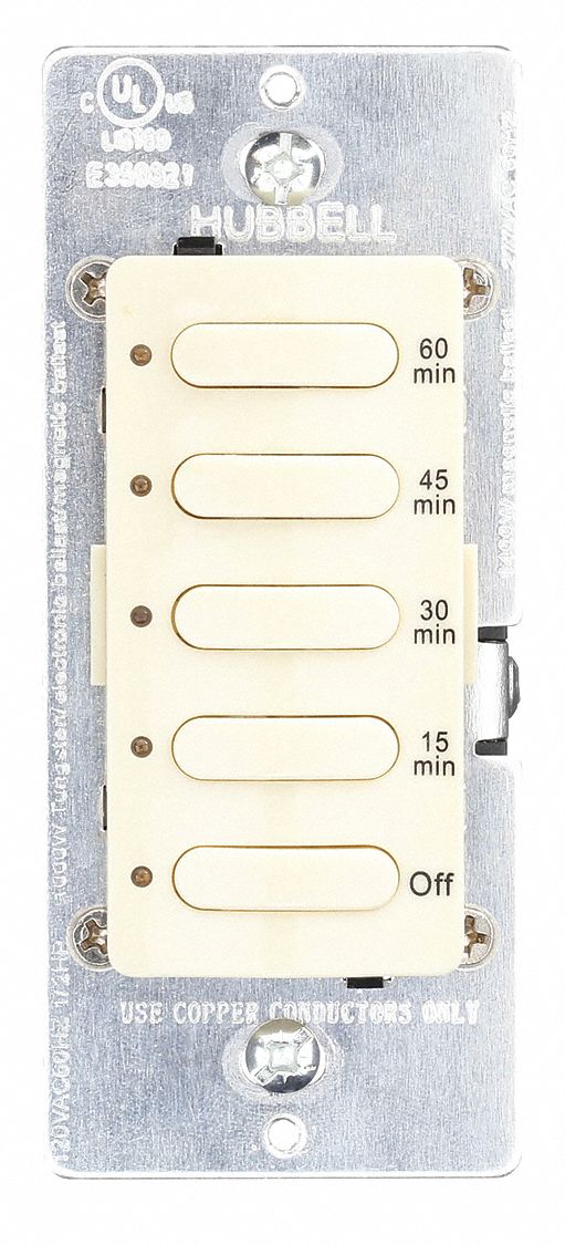 HUBBELL WIRING DEVICE-KELLEMS, 1 hr Max, 15 min Min, Countdown Timer ...