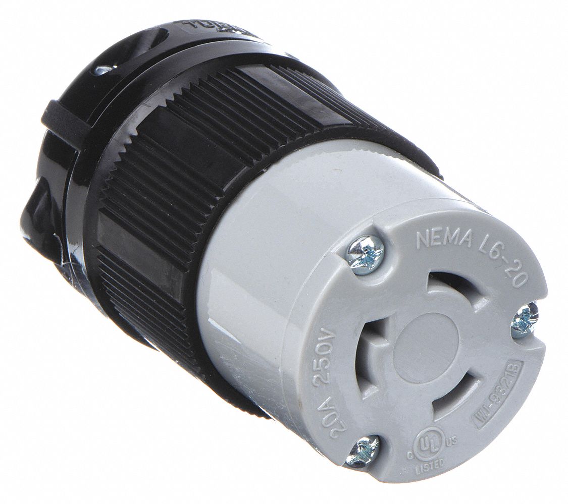 20 Amp Industrial Grade Locking Connector, L6-20R NEMA Configuration ...