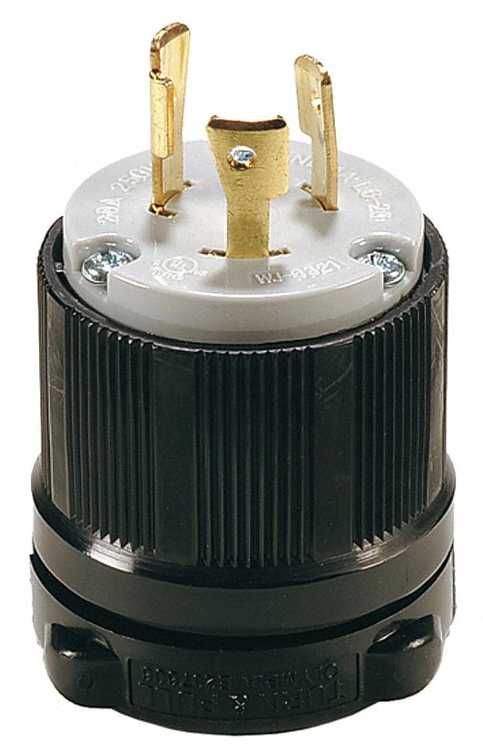 POWER FIRST 20A Industrial Grade Non-Shrouded Locking Plug, Black/Gray ...
