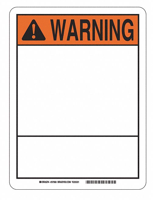 Warning Header Blank Sign, No Legend, Rectangle, 12 in Height, 9 in ...