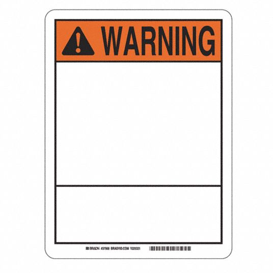 Warning Header Blank Sign, No Legend, Rectangle, 12 in Height, 9 in ...