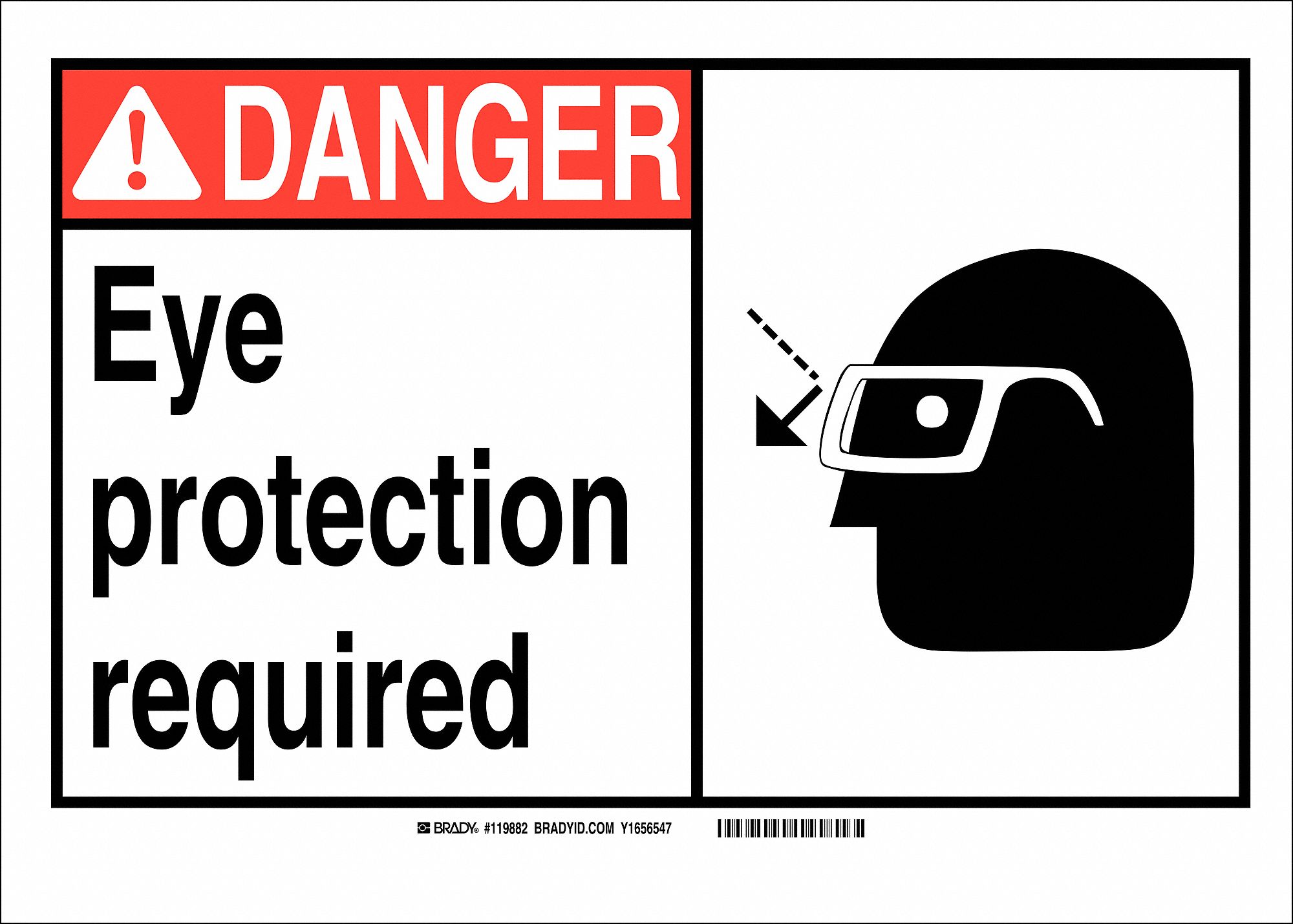 Danger Sign, Eye Protection Required, Header Danger, Rectangle, 7 in ...